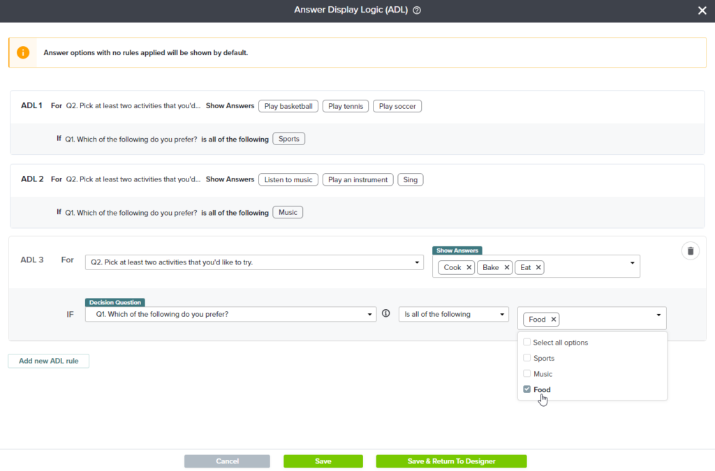 How to Set Up Answer Display Logic in Your Project | Sogolytics